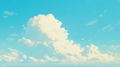 Gentle anime style clouds float across t... | Stock Video | Pond5