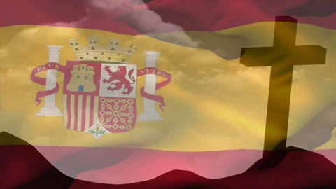 Gentle breeze causing Spanish flag wavin... | Stock Video | Pond5