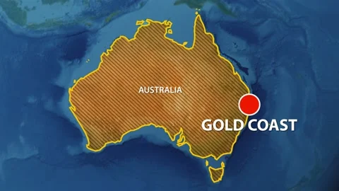 Geolocation of the city of Gold Coast on... | Stock Video | Pond5