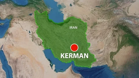Geolocation of the city of Kerman on the... | Stock Video | Pond5