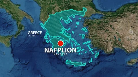 Geolocation of the city of Nafplion on t... | Stock Video | Pond5