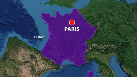 Geolocation of the city of Paris on the ... | Stock Video | Pond5
