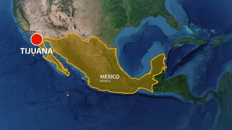 Geolocation of the city of Tijuana on th... | Stock Video | Pond5