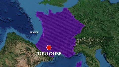 Geolocation of the city of Toulouse on t... | Stock Video | Pond5