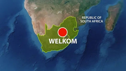 Geolocation of the city of Welkom on the... | Stock Video | Pond5