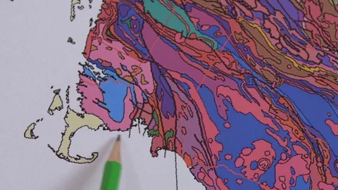Geologist hand marks on the map earthqua... | Stock Video | Pond5