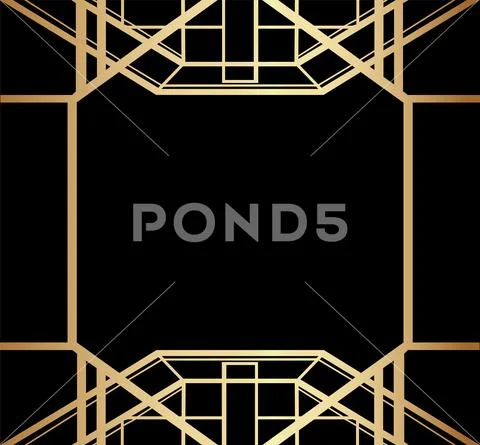 Geometric Gatsby Art Deco Style Border Frame Design ~ Clip Art #130194735