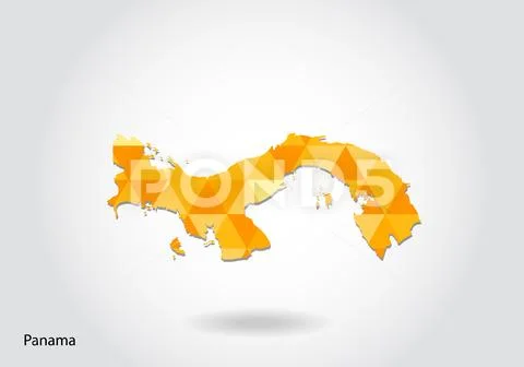 Geometric polygonal style vector map of Panama. Low poly map of Panama ...