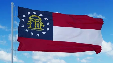 Georgia flag waving in the wind, blue sk... | Stock Video | Pond5