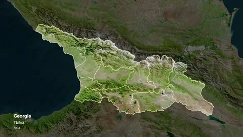 Georgia map - solid. Regions. Satellite.... | Stock Video | Pond5