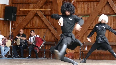 Georgian dancers in traditional costume ... | Stock Video | Pond5