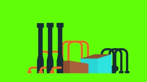 Geothermal energy plant on a green scree... | Stock Video | Pond5