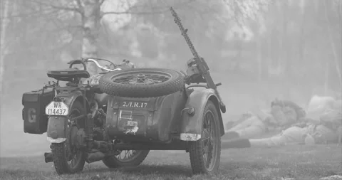 German Army Motorcycle With Sidecar Arme... | Stock Video | Pond5