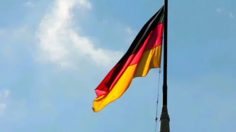 German flag with fabric structure on blu... | Stock Video | Pond5