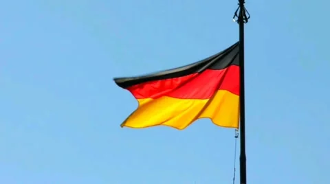 German flag with fabric structure on blu... | Stock Video | Pond5