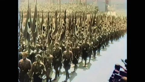 German troops marching with flags showin... | Stock Video | Pond5