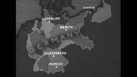 GERMANY - 1938 - A map of Europe shows w... | Stock Video | Pond5