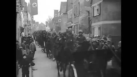 GERMANY - 1938 - Nazi soldiers march thr... | Stock Video | Pond5