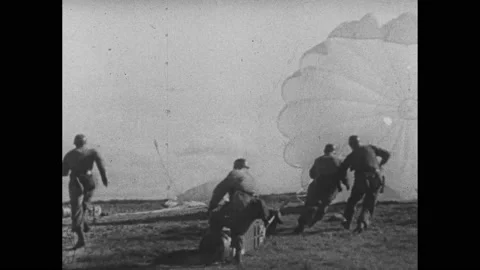 Germany 1940s: Paratrooper unlatches par... | Stock Video | Pond5