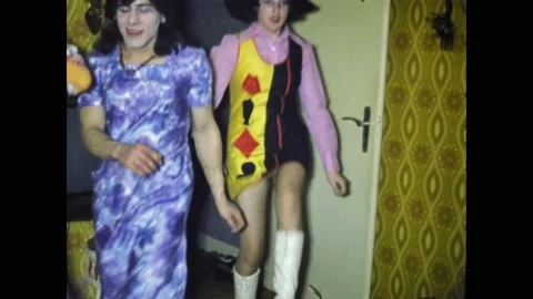 Germany 1975, Masked Home Party Dancing ... | Stock Video | Pond5