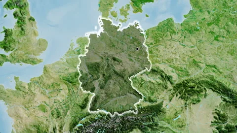 Germany on the globe. Glow. Satellite. N... | Stock Video | Pond5