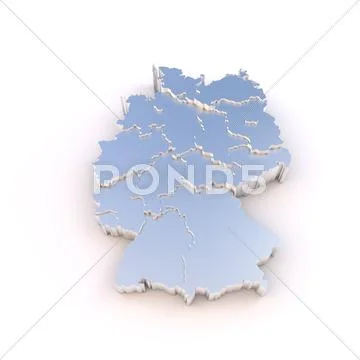 Germany map 3D metal with states stepwise and clipping path: Graphic ...
