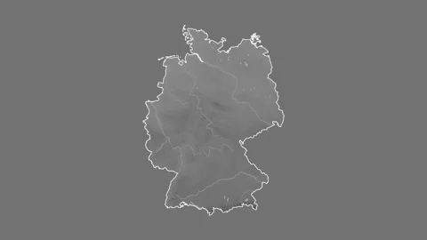 Germany map - cartoon. Border. Grayscale... | Stock Video | Pond5