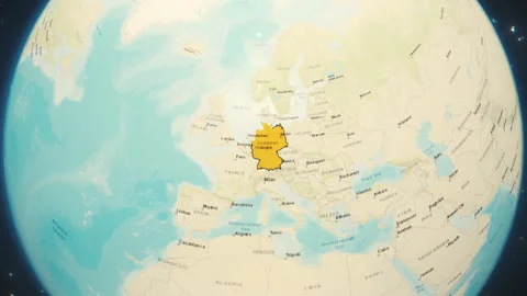 Germany Map On Earth Globe - Flat Style | Stock Video | Pond5