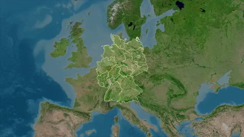 Germany map - extract. Regions. Satellit... | Stock Video | Pond5
