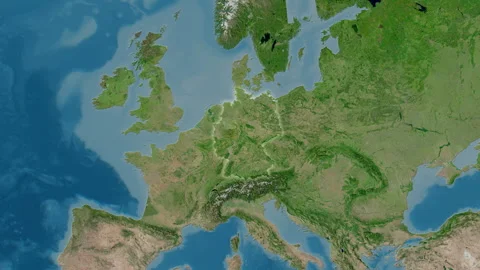 Germany map - glide. Glow. Satellite. | Stock Video | Pond5