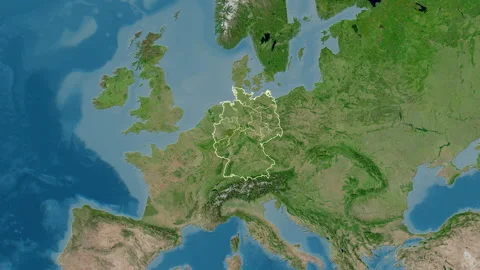 Germany map - glide. Regions. Satellite. | Stock Video | Pond5
