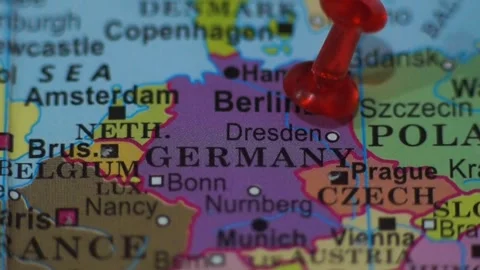 Germany Map With Red Push Pin Pointing,... | Stock Video | Pond5