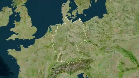 Germany map - solid. Regions. Satellite. | Stock Video | Pond5