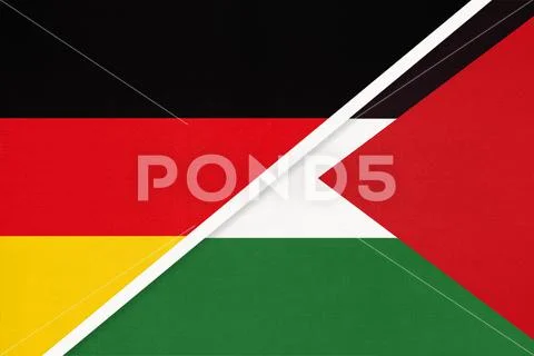 Germany vs Palestine, symbol of two national flags. Stock Photo #150782535