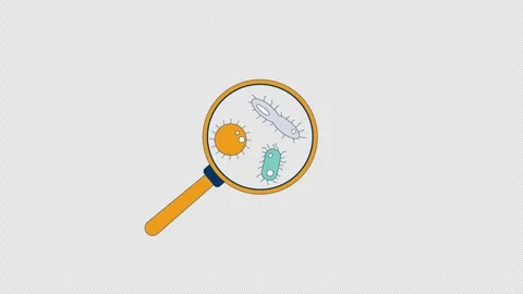 Germs under magnifying glass 2D object a... | Stock Video | Pond5