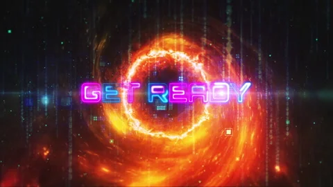 Get Ready blue pink neon text glitch eff... | Stock Video | Pond5