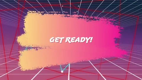 Get Ready screen on grid and pink and ye... | Stock Video | Pond5