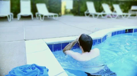 Adult Getting Out Of Pool Stock Video Footage | Royalty Free Adult ...
