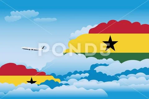 Ghana Day Clouds Airplane Airport Flight Vector Illustration ...
