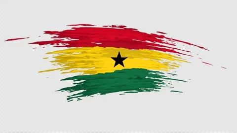 Ghana flag animation. Brush painted ghan... | Stock Video | Pond5