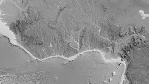 Ghana on the globe. Bevel. Grayscale. No... | Stock Video | Pond5