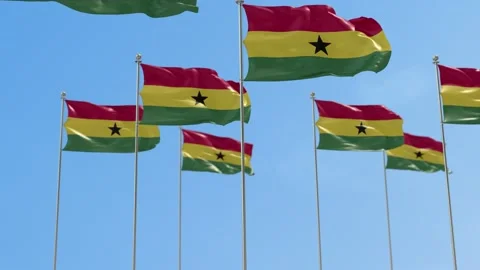 Ghana Row Of National flags Walk Throw A... | Stock Video | Pond5