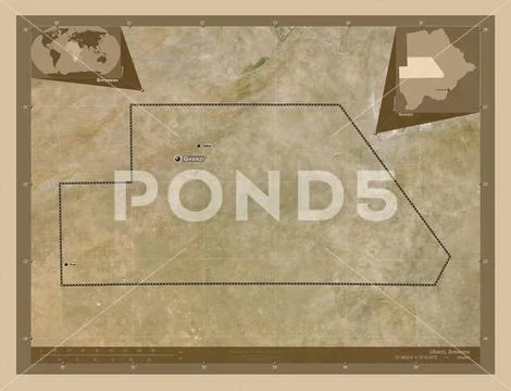 Ghanzi, Botswana. Low-res satellite. Labelled points of cities ~ Clip ...