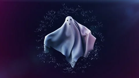 Ghost Cloth with Bat Crowd Loop | Stock Video | Pond5