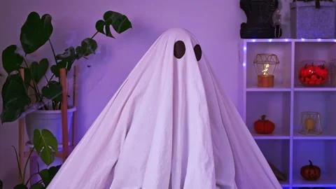 Ghost expresses emotions by blowing kiss... | Stock Video | Pond5