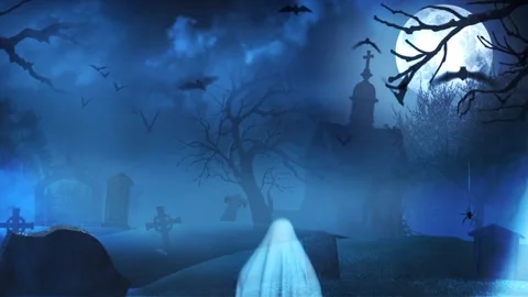 Ghost Filled Graveyard at Midnight with ... | Stock Video | Pond5
