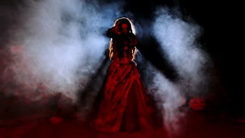 Ghost girls with long hair in red light ... | Stock Video | Pond5