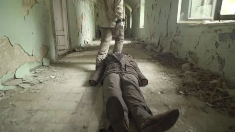 Ghost of maniac with cage on his head dr... | Stock Video | Pond5