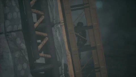 The ghost soldier climbs the ladder whil... | Stock Video | Pond5