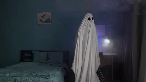 Ghostly figure in a room near the bed, H... | Stock Video | Pond5